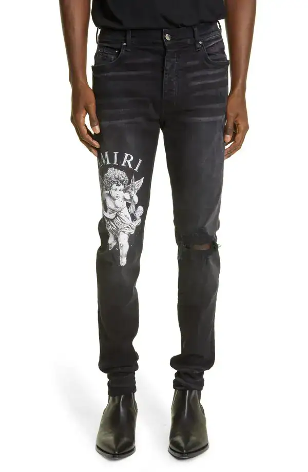 Amiri Cherub Ripped Skinny Jeans - Aged Black | Editorialist